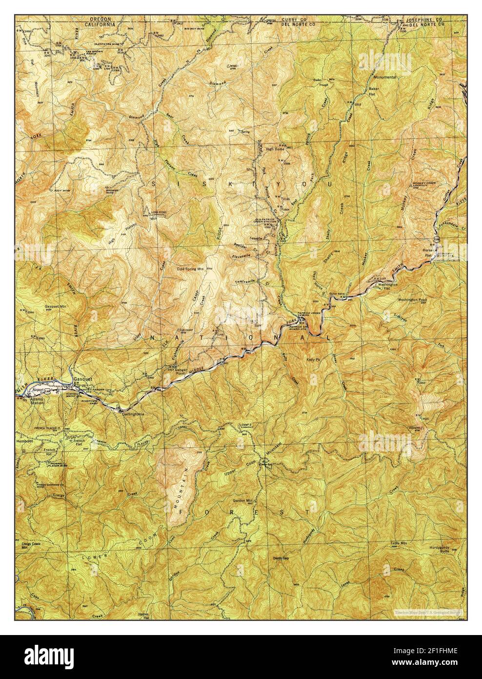 Gasquet, California, map 1945, 1:62500, United States of America by ...