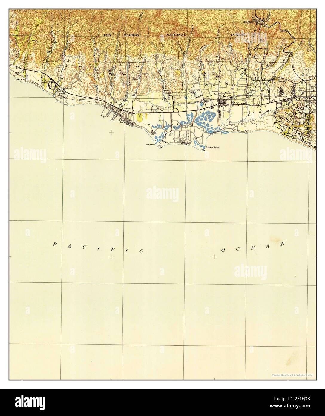 Goleta, California, map 1942, 1:62500, United States of America by ...
