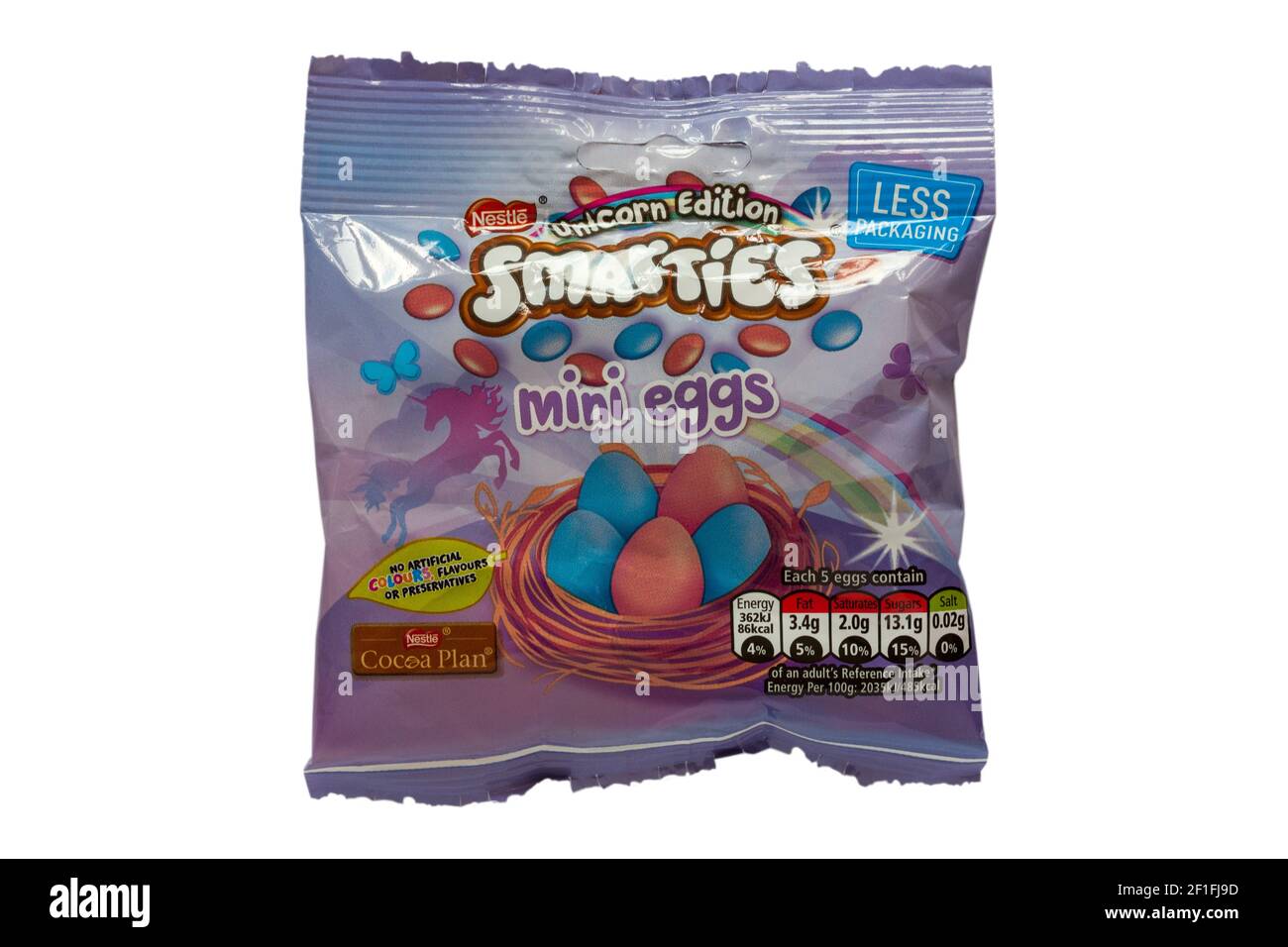 Packet of Unicorn edition Smarties mini eggs from Nestle isolated on ...