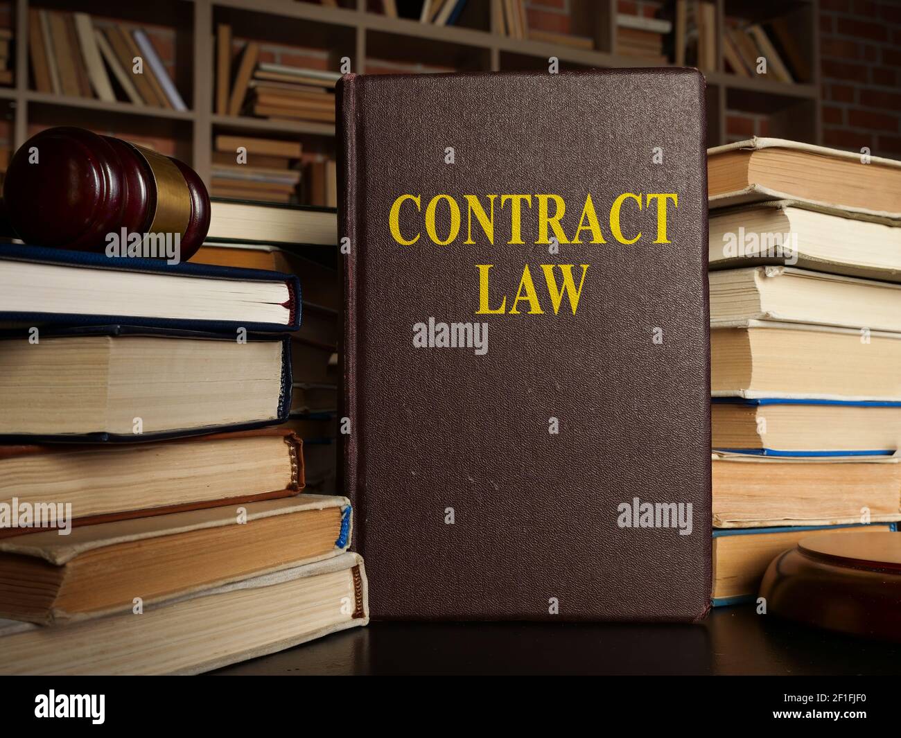 Contract law and pile of documents with gavel Stock Photo - Alamy