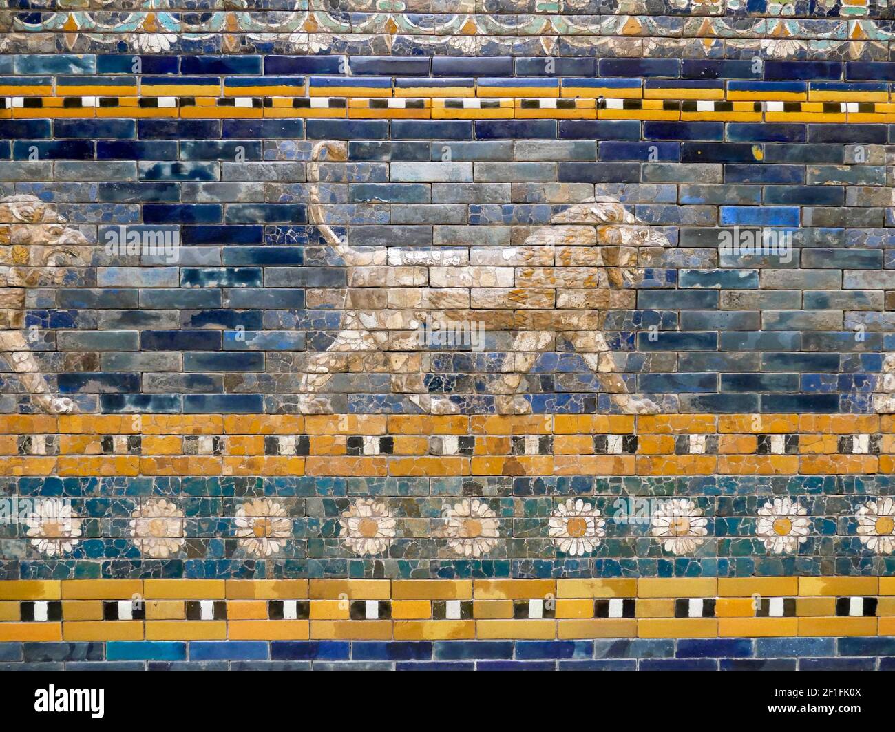 Enameled bricks of the great processional avenue of ancient Babylon ...