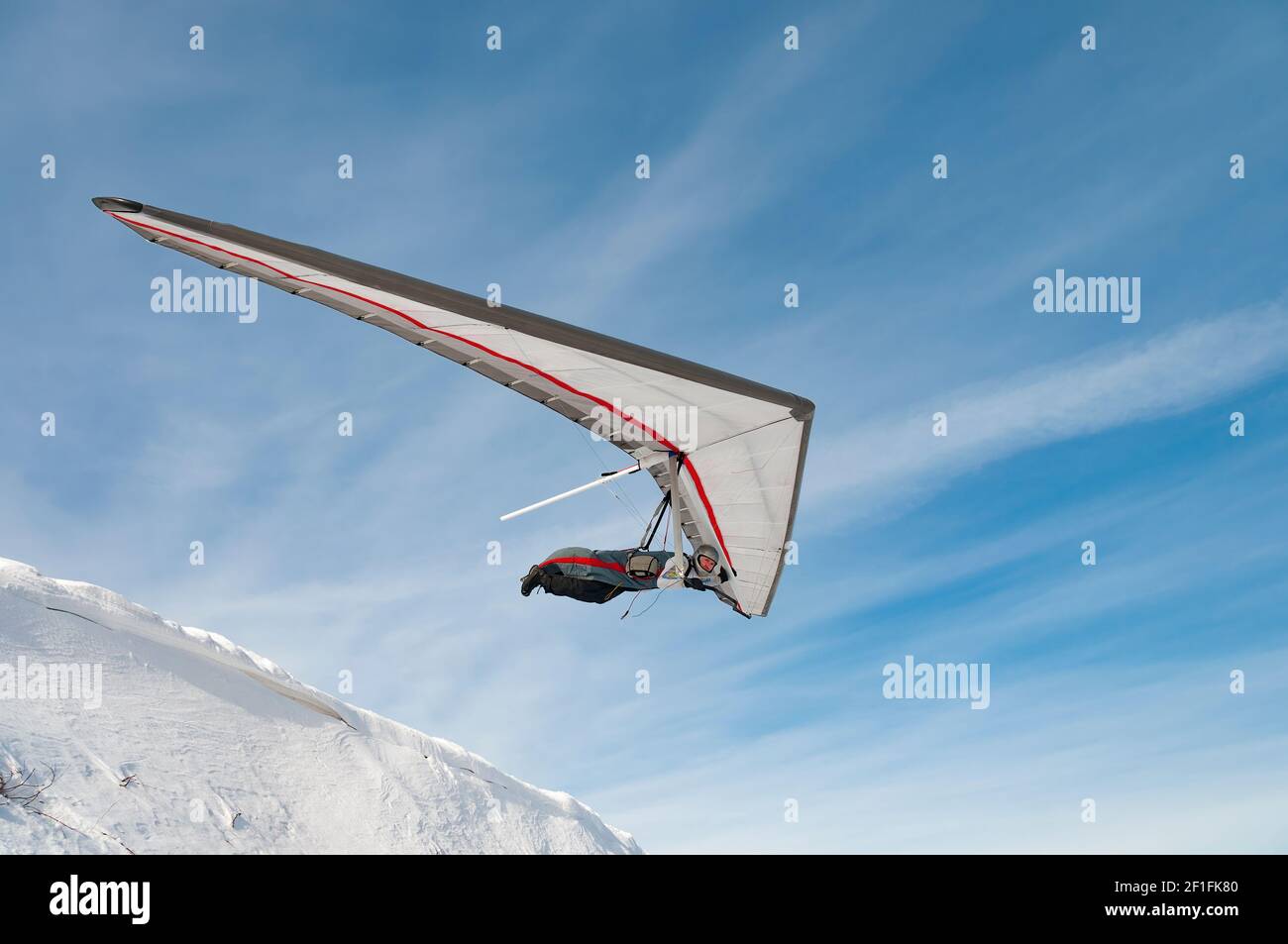 Launching hang glider pilot. Learning extreme sport. Extreme sport ...