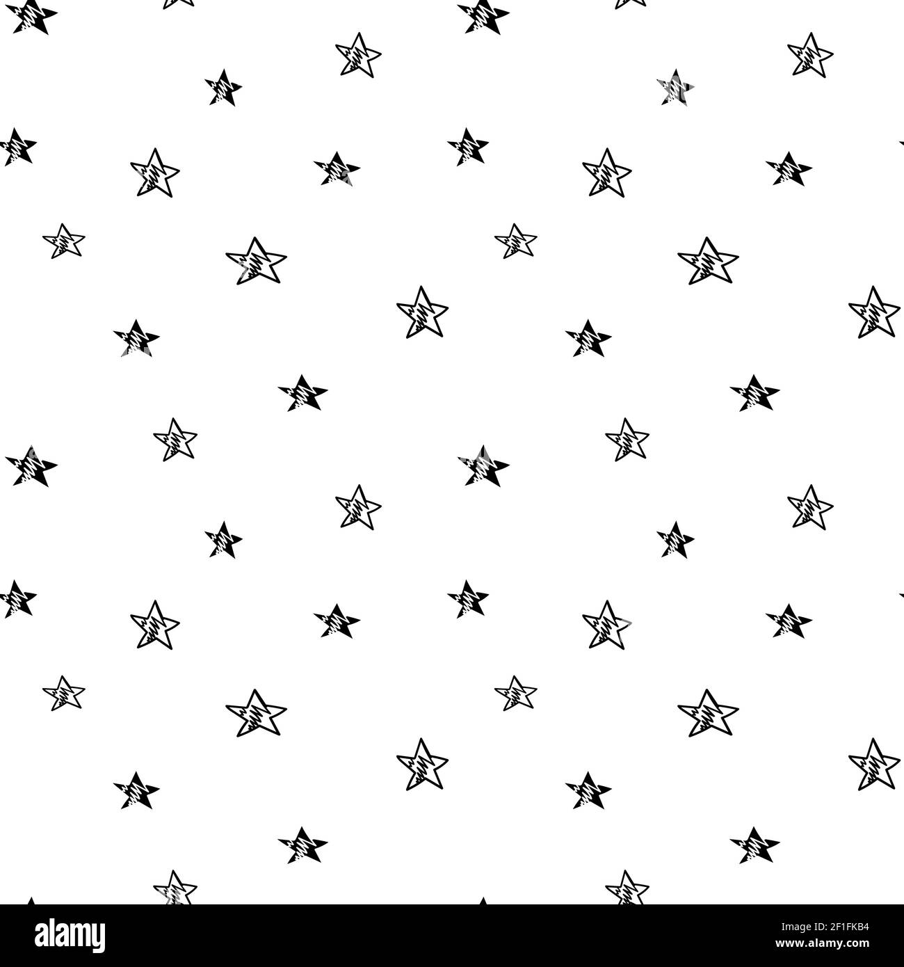 Star seamless pattern, black and white hand-drawn astral doodle digital ...