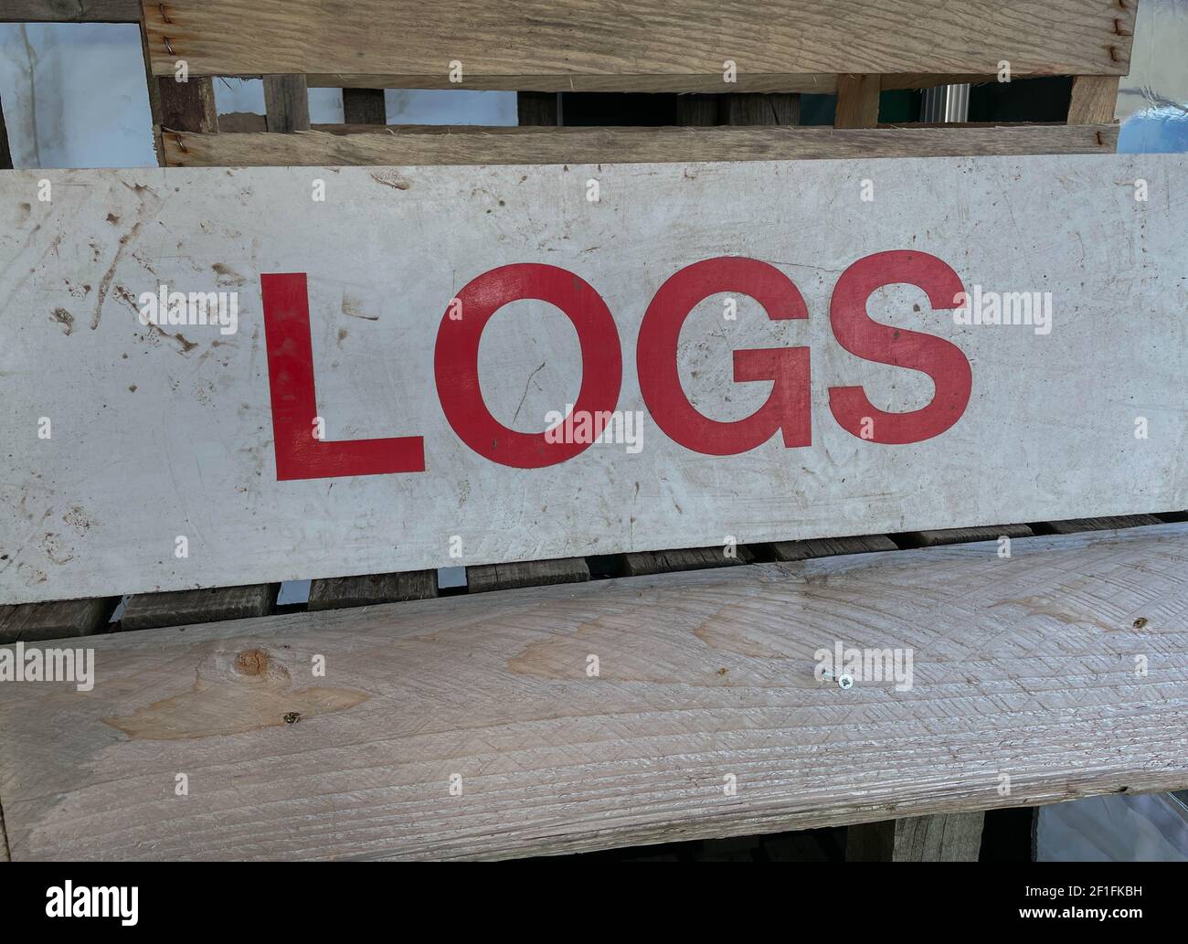 Sign For Sale of Logs in a Farmers Market at Copplestone in Rural Devon ...