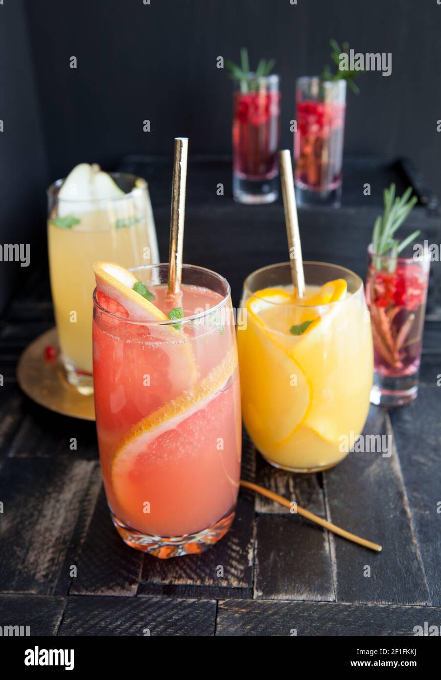 Colorful cocktails with fruit Stock Photo - Alamy