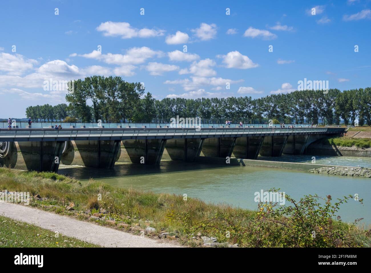 Mont Saint Michel, France - August 29, 2019: The hydraulic dam on ...
