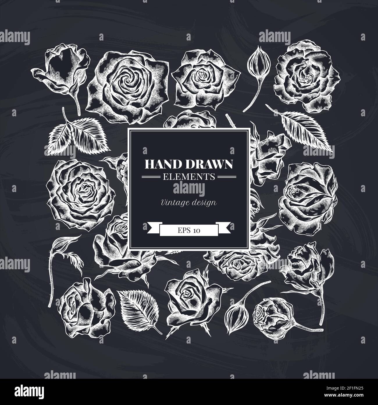 Square floral design with chalk roses Stock Vector Image & Art - Alamy