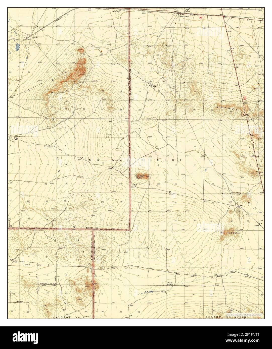 Kramer, California, map 1942, 1:62500, United States of America by ...