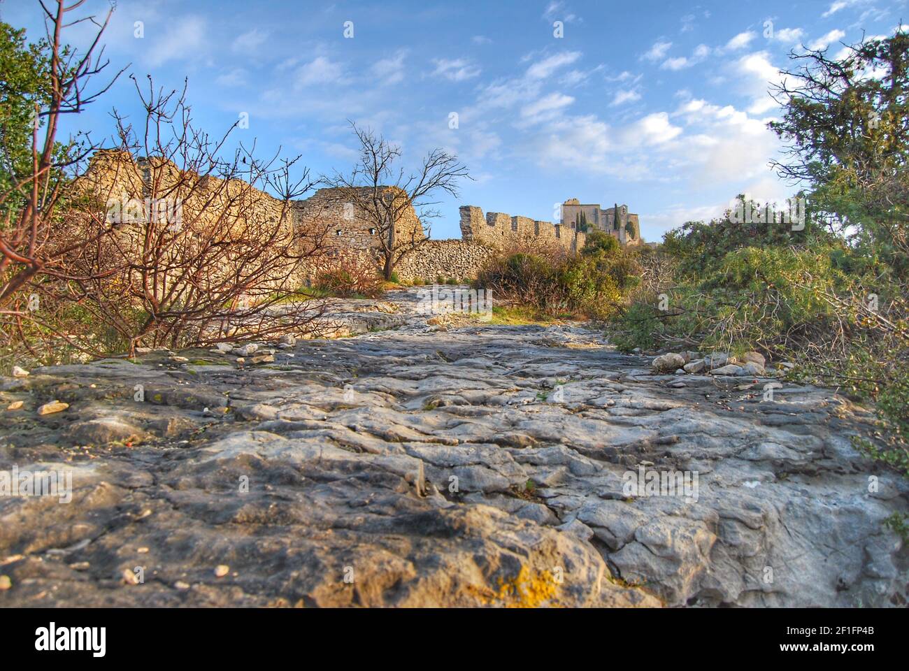 Inside ruins of a medieval fortress at dawn Stock Photo - Alamy
