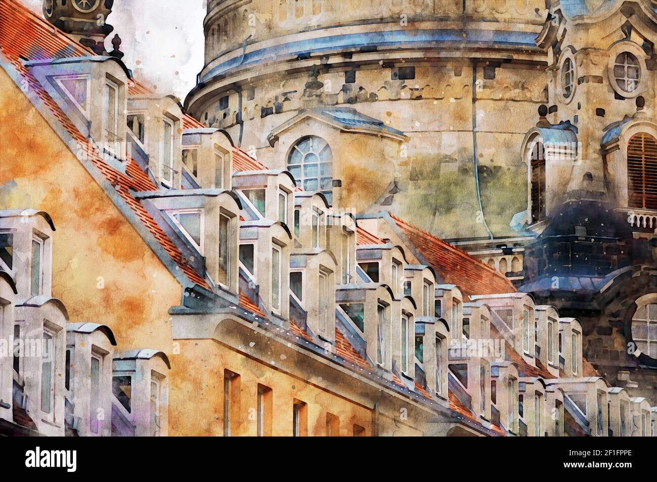 Watercolor painting of Dresden (Germany Stock Photo - Alamy