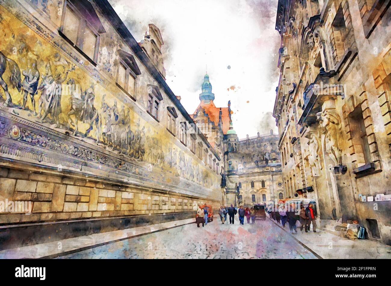 Watercolor painting of Dresden (Germany Stock Photo - Alamy