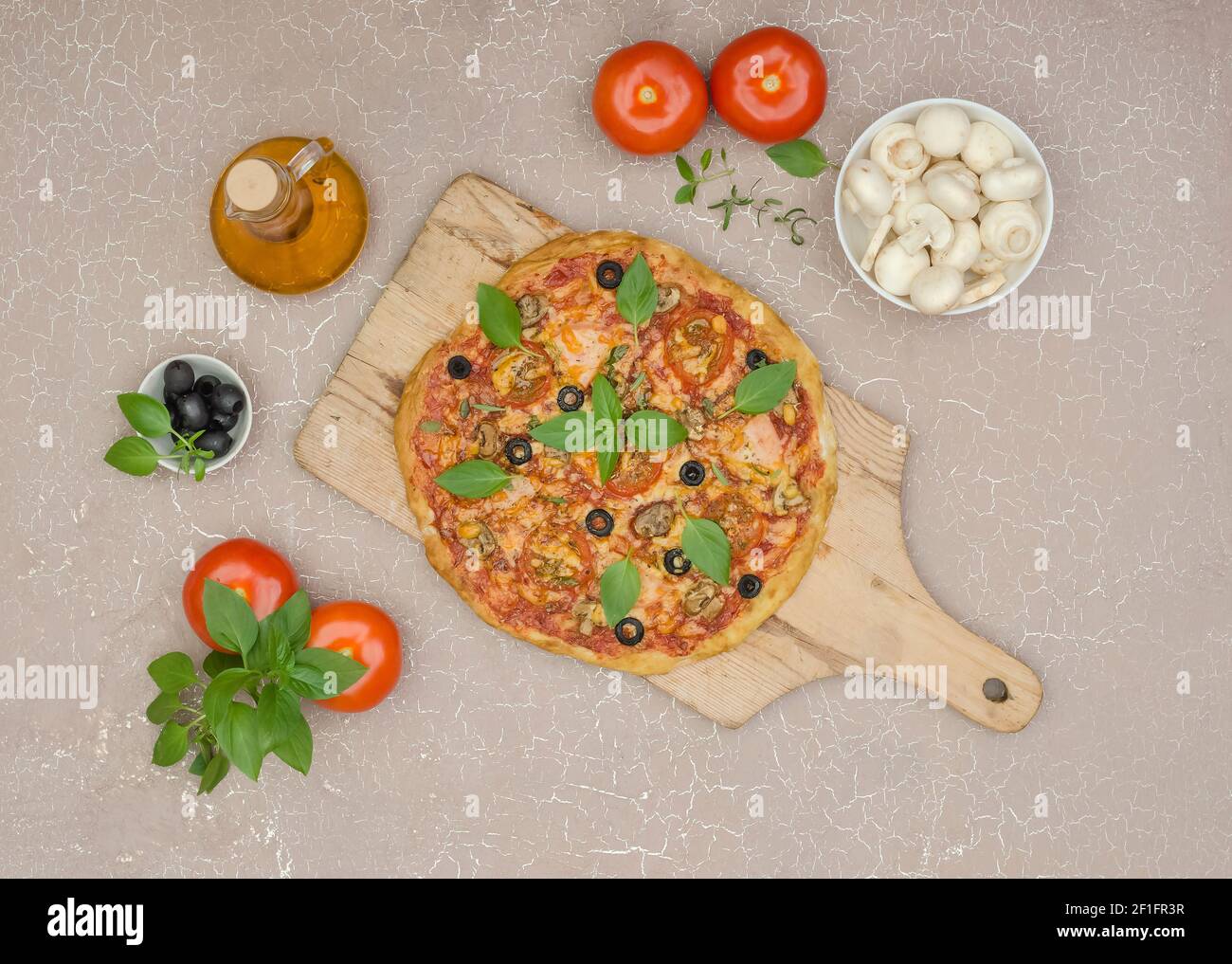 Step by step preparation of homemade pizza with ham, step 12 - serve ...