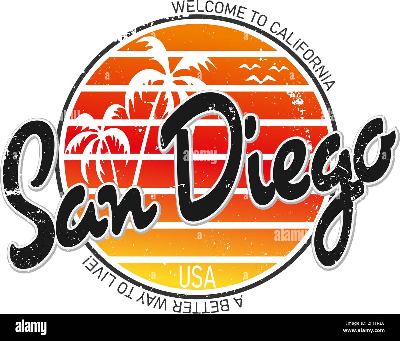 Vintage San Diego Design San Diego Vintage Logo Stock Illustrations