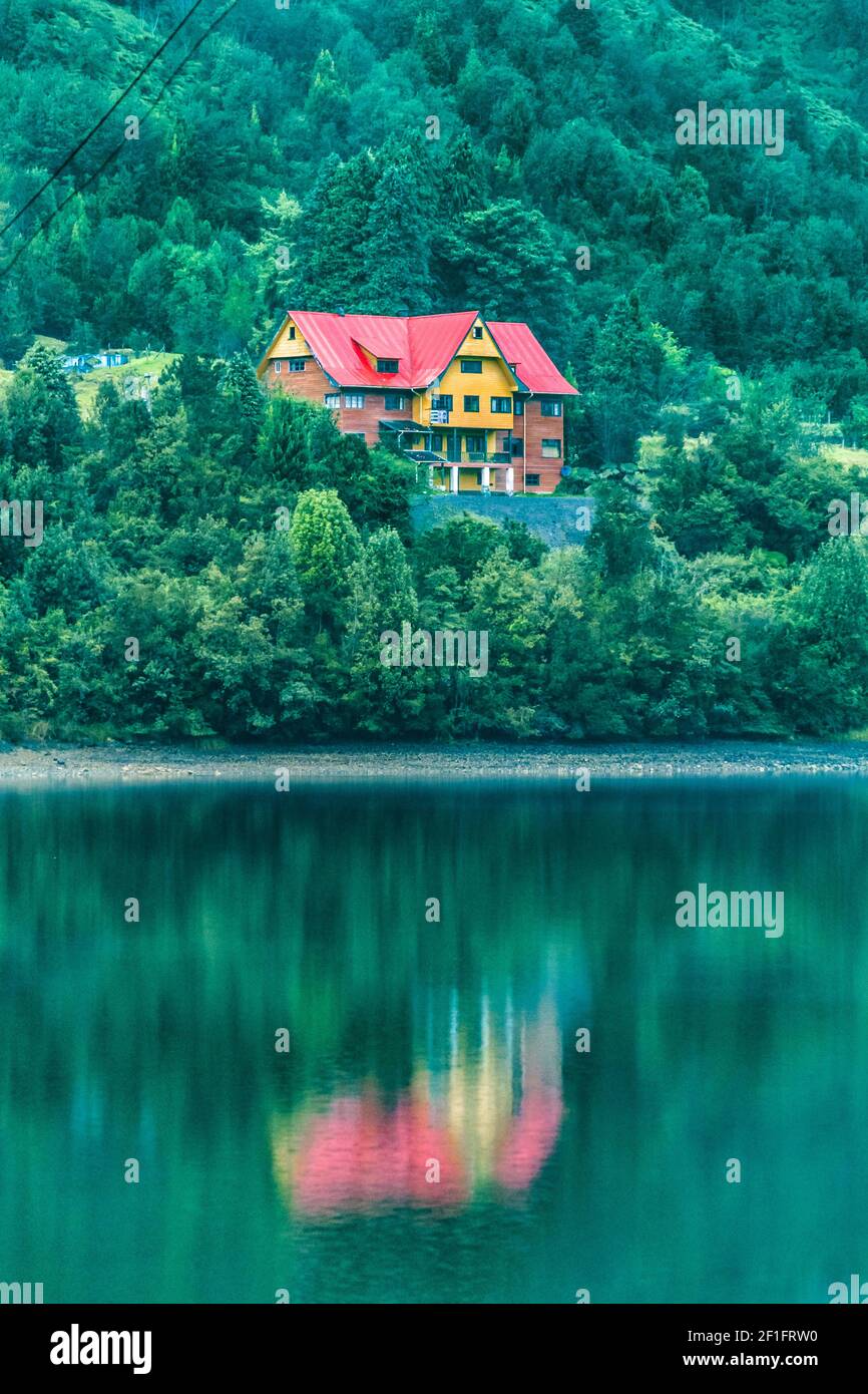 Lakefront Hotel, Puyuhuapi, Chile Stock Photo - Alamy