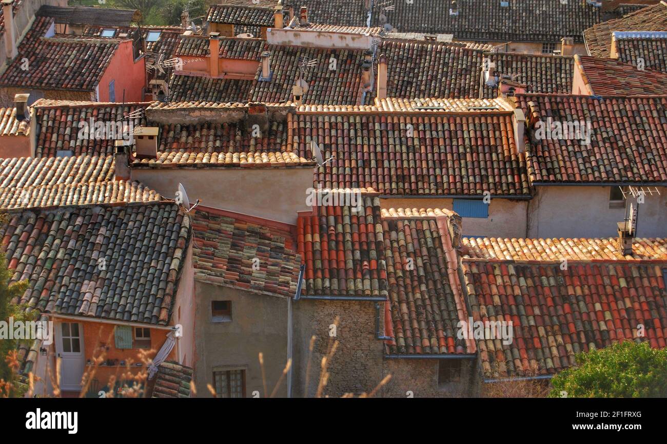Rooftops in a hilltop village in Provence Stock Photo - Alamy