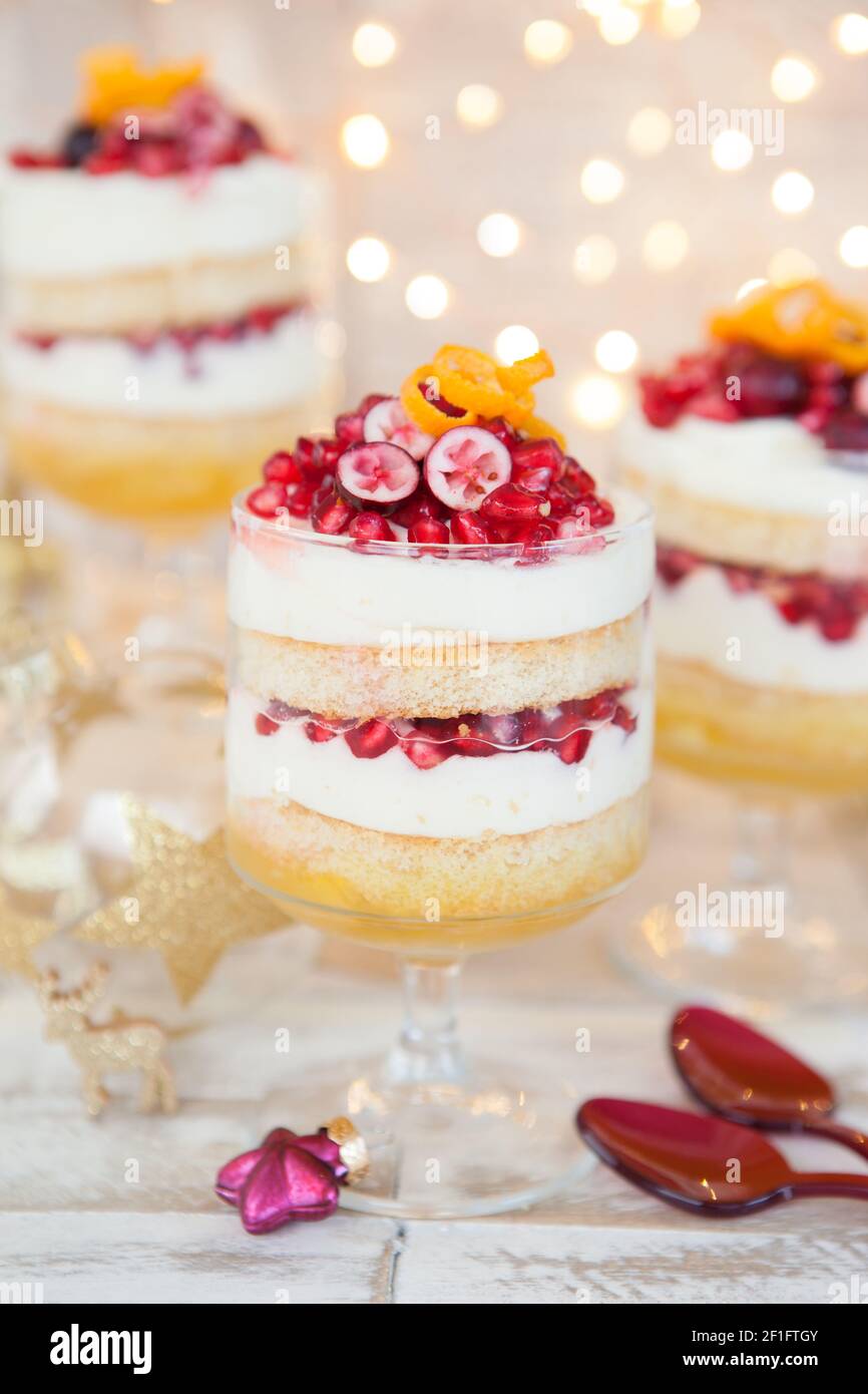 Layered dessert with white chocolate mousse Stock Photo - Alamy