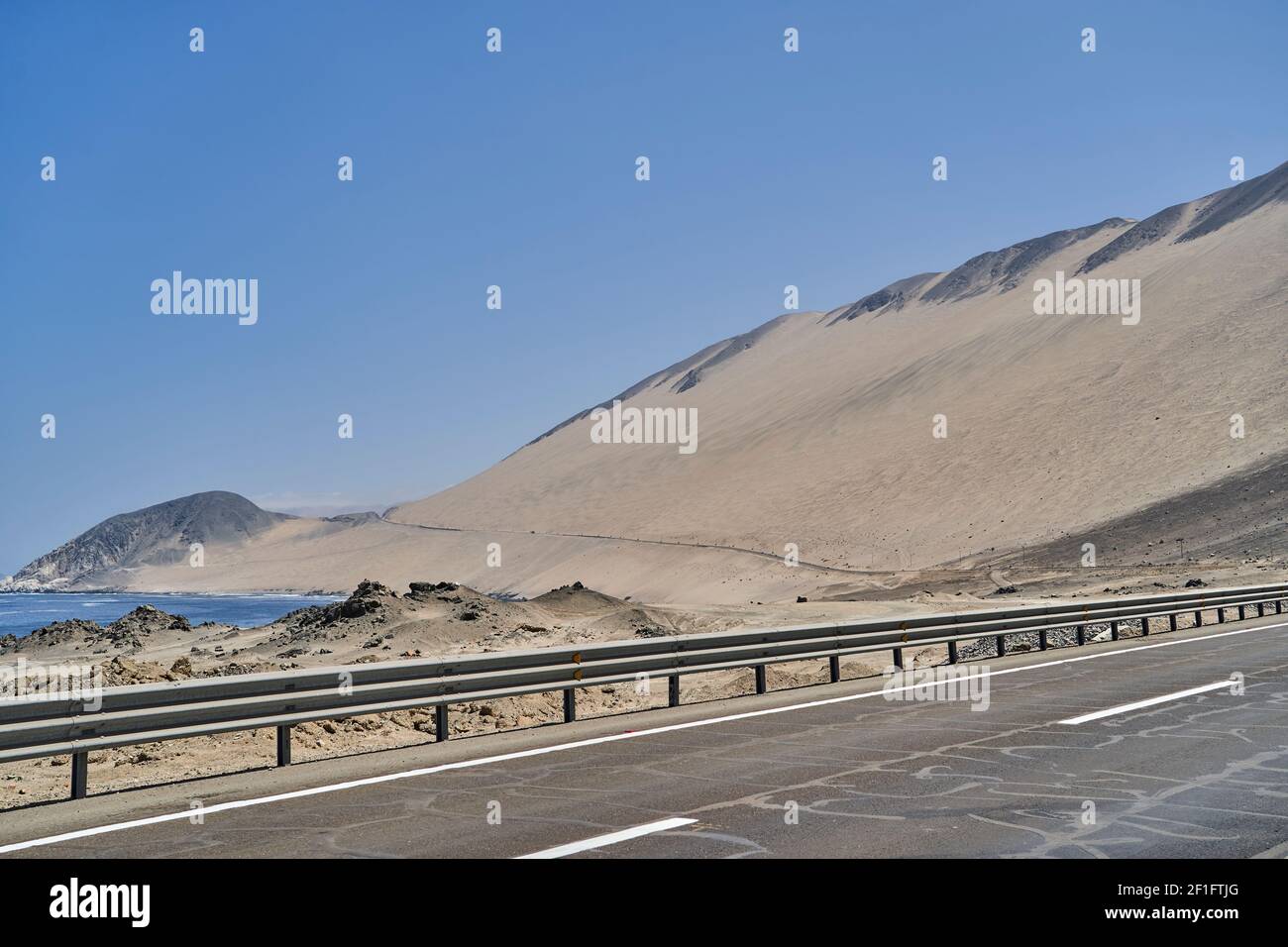 ruta 5, Panamericana, is leading along the pacific coast of chile ...