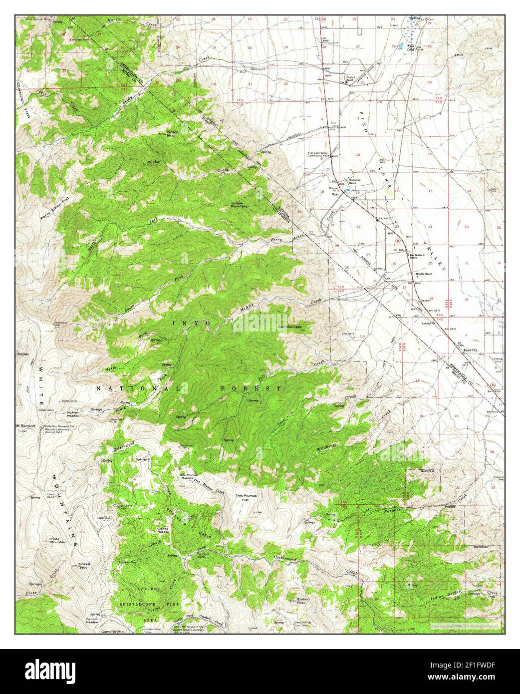 Mt Barcroft, California, map 1962, 1:62500, United States of America by ...