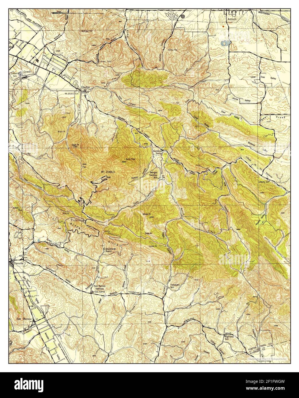 Mt Diablo, California, map 1943, 1:62500, United States of America by ...