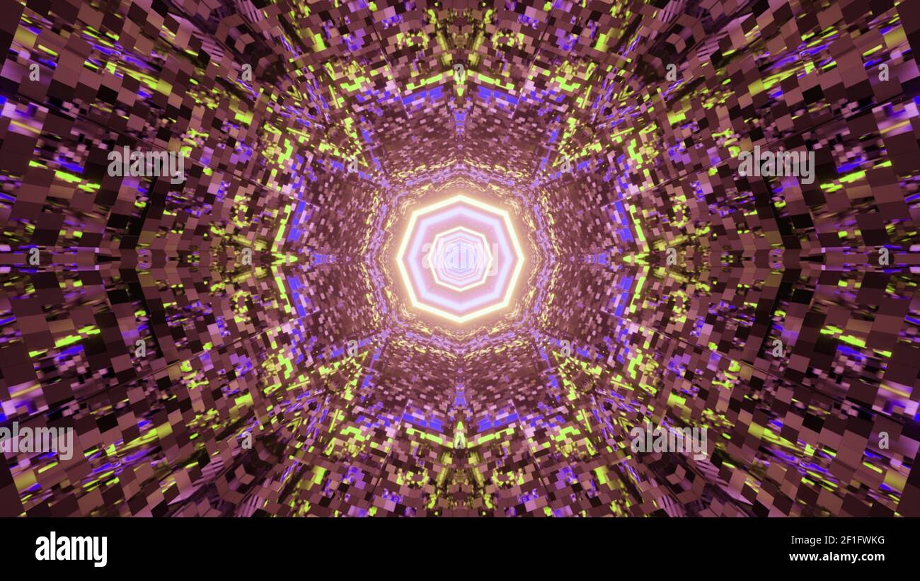 A 3D rendering futuristic background with colorful laser neon lights ...