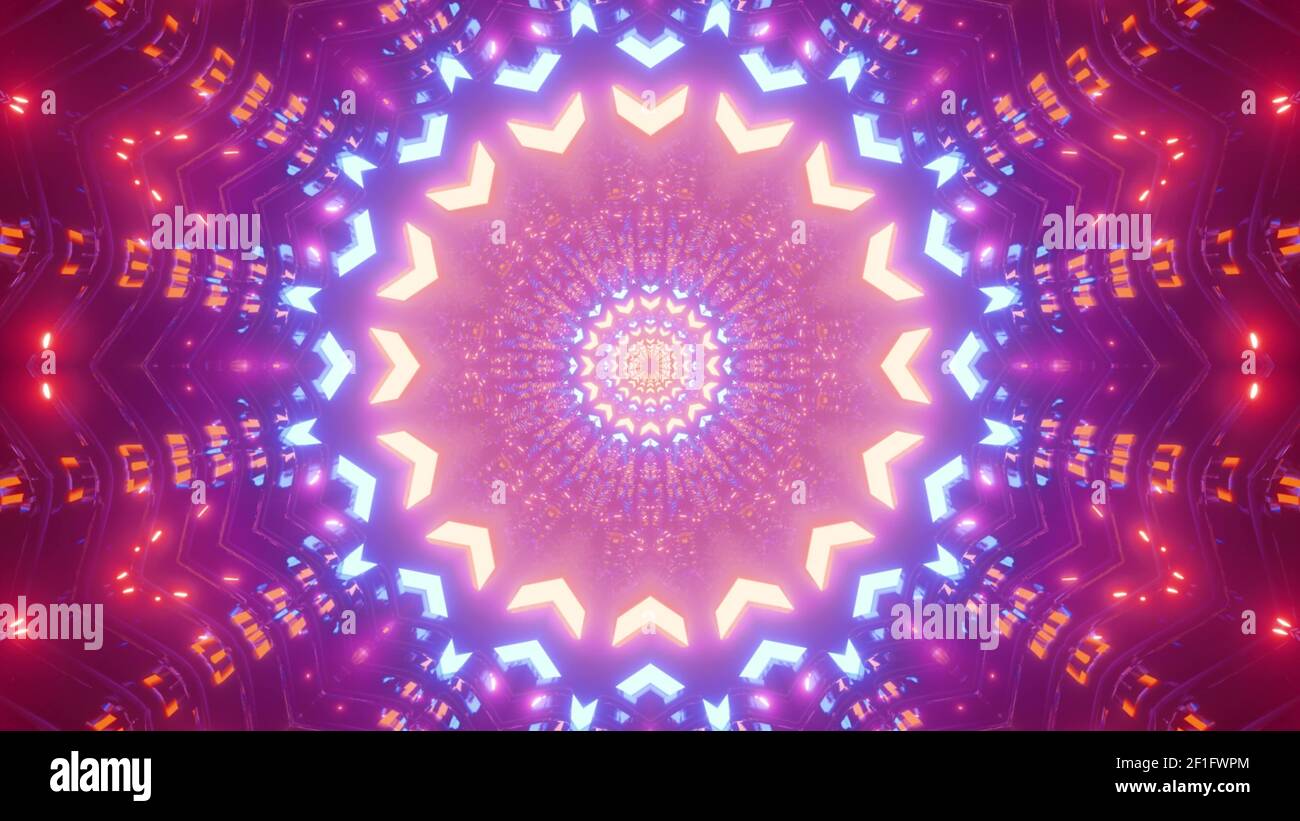 A 3D rendering futuristic background with colorful laser neon lights ...