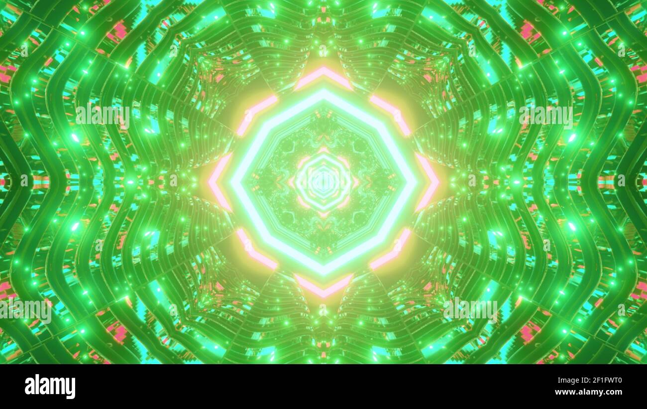 A 3D rendering futuristic background with colorful laser neon lights ...