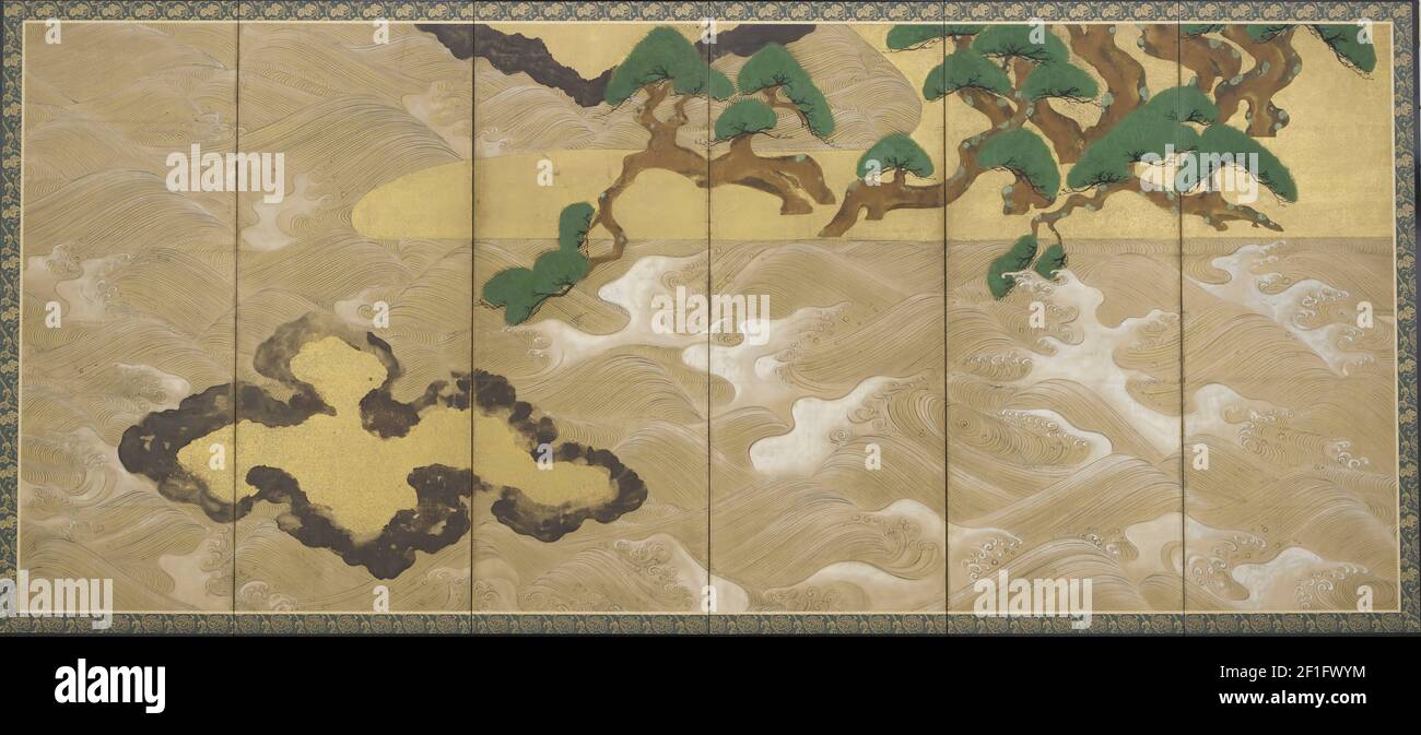 Tawaraya Sotatsu - Waves at Matsushima (2 Stock Photo - Alamy