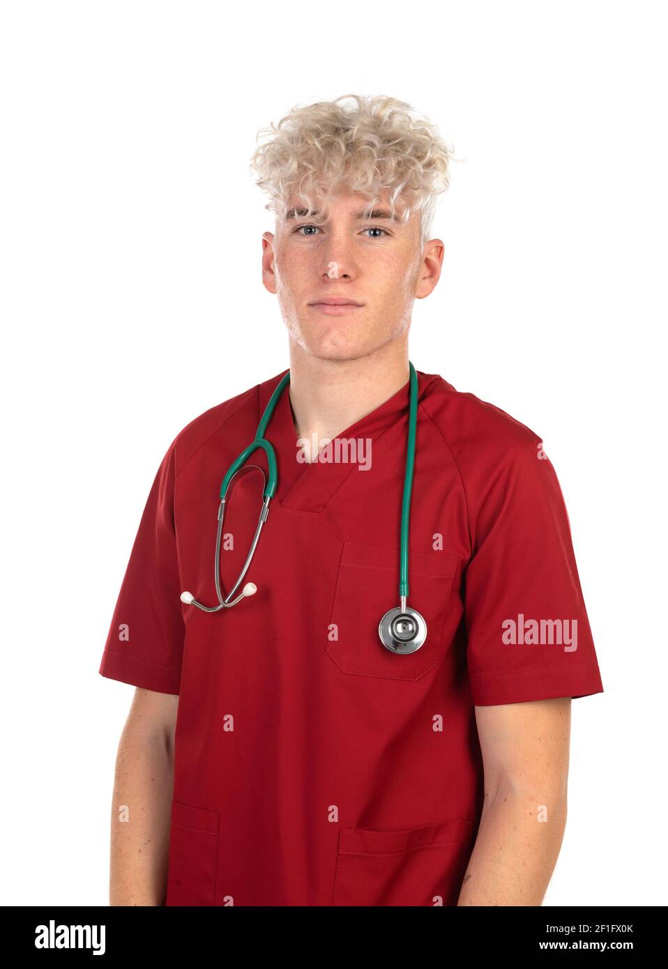 Cool young doctor isolated on a white background Stock Photo - Alamy