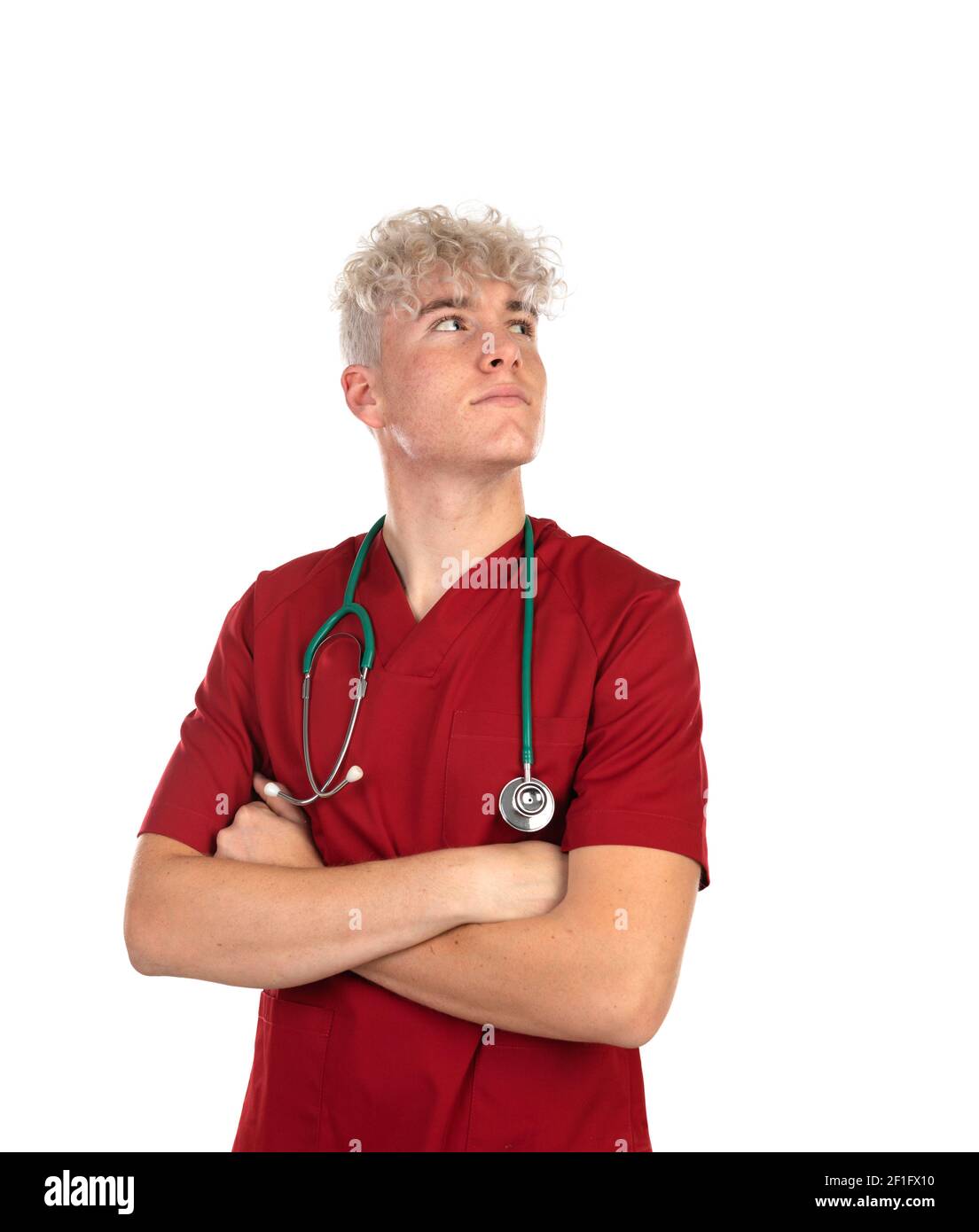 Cool young doctor isolated on a white background Stock Photo - Alamy