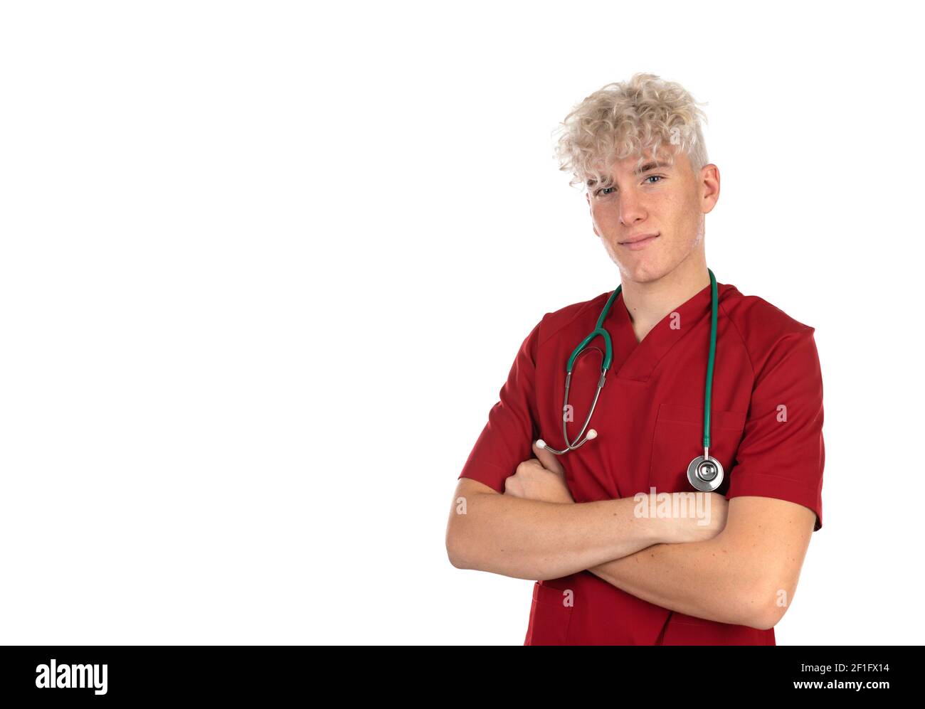 Cool young doctor isolated on a white background Stock Photo - Alamy