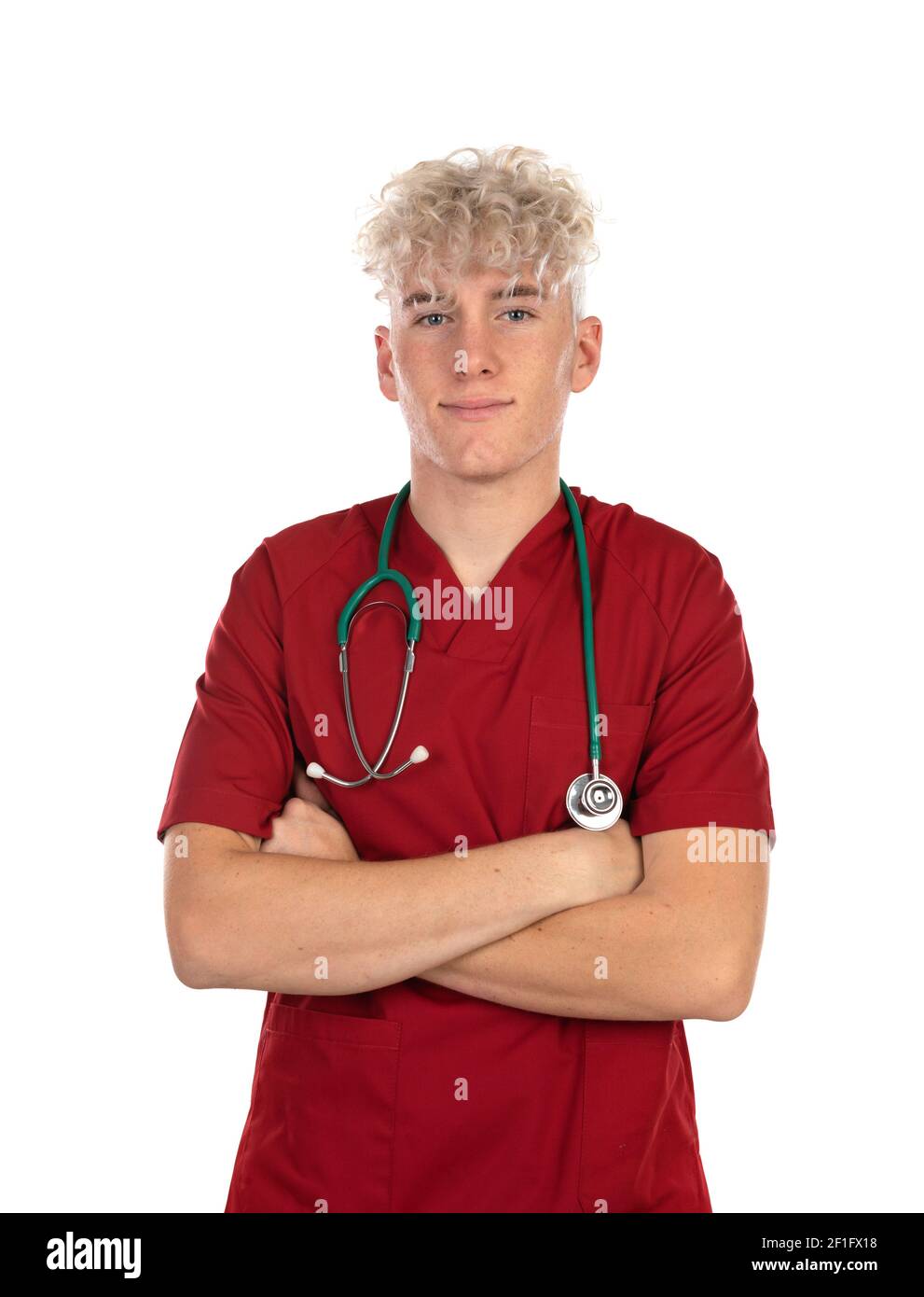 Cool young doctor isolated on a white background Stock Photo - Alamy