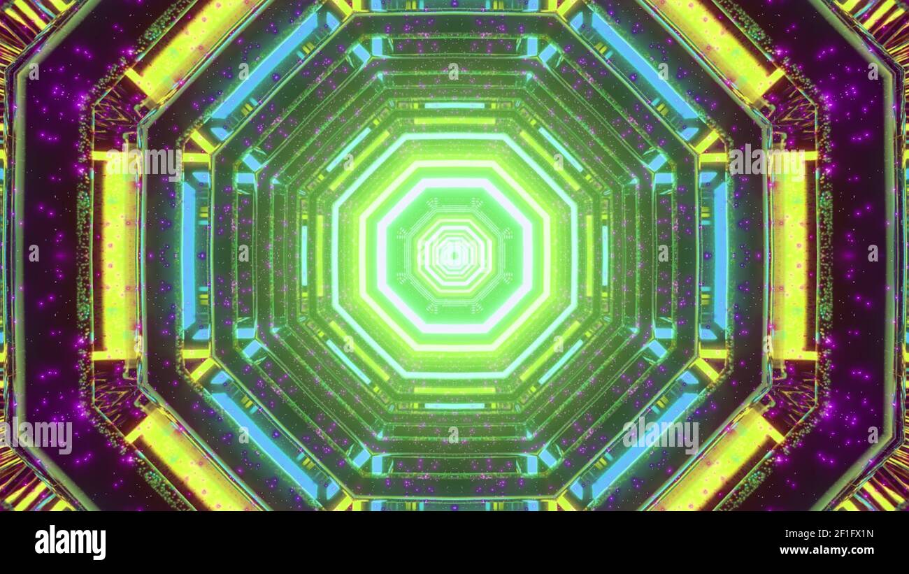 A 3D rendering futuristic background with colorful laser neon lights ...