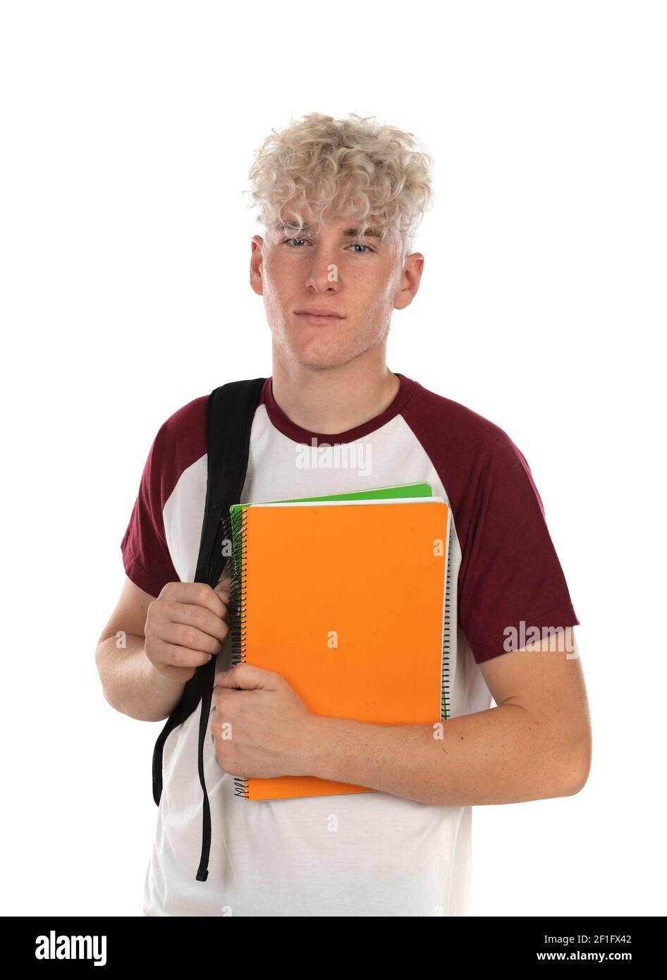 Handsome male student isolated on a white background Stock Photo - Alamy