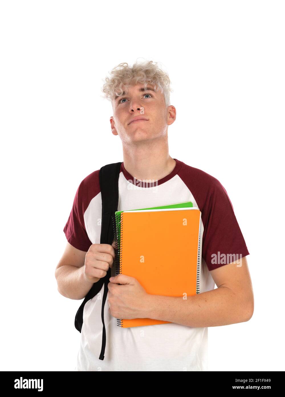 Handsome male student isolated on a white background Stock Photo - Alamy