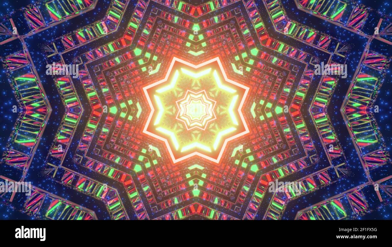 A 3D rendering futuristic background with colorful laser neon lights ...