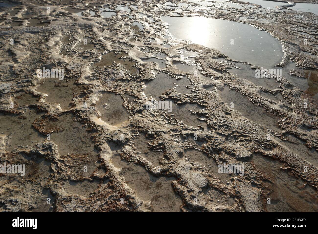 Calcium deposits from thermal springs in Pamukkale, Turkey Stock Photo ...