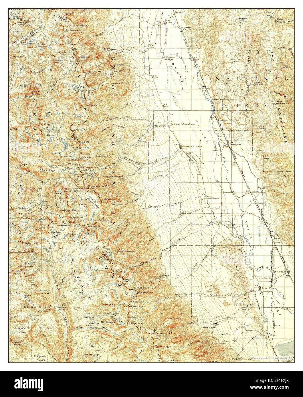 Mt Whitney, California, map 1919, 1:125000, United States of America by ...