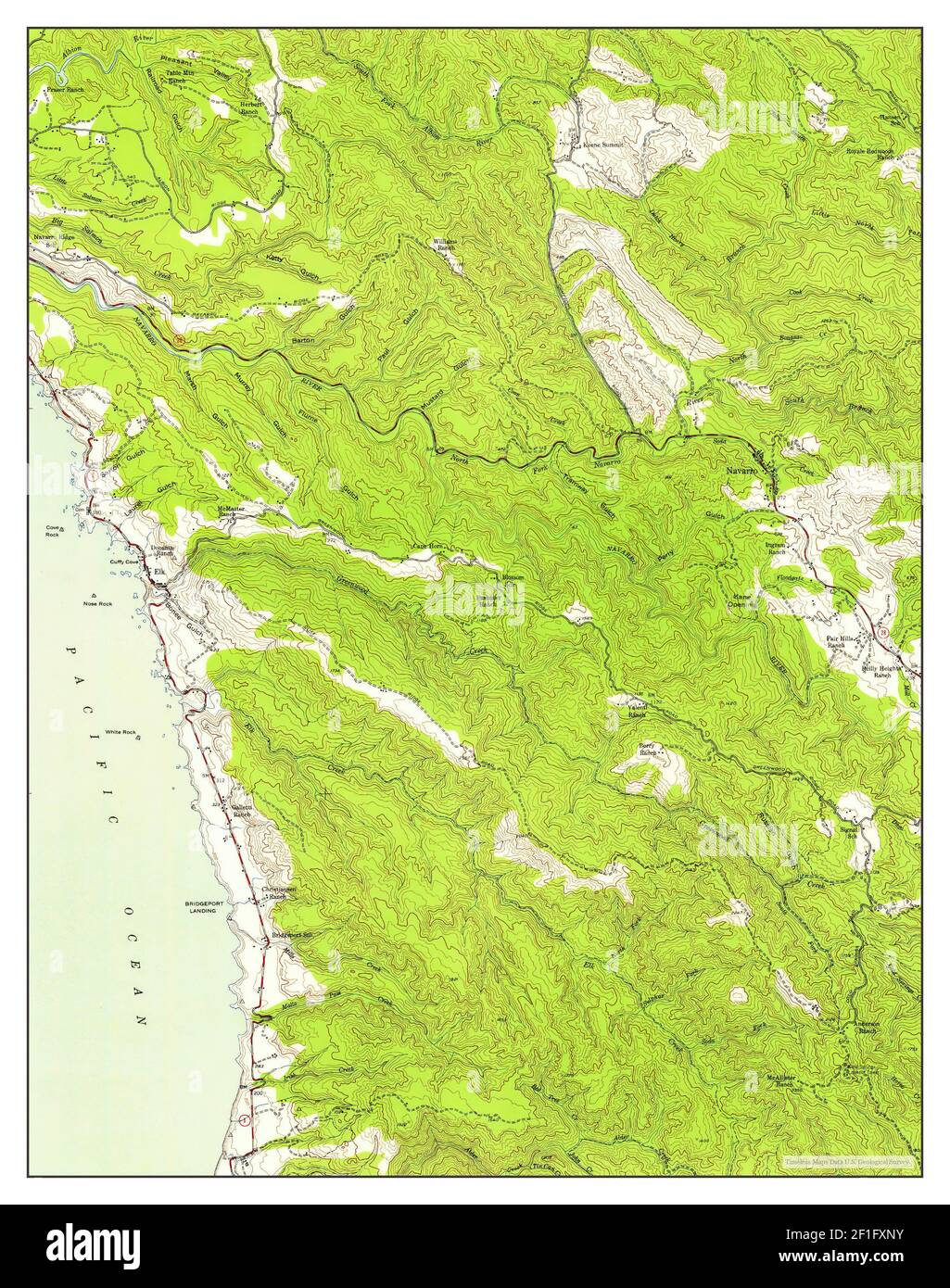 Navarro, California, map 1943, 1:62500, United States of America by ...