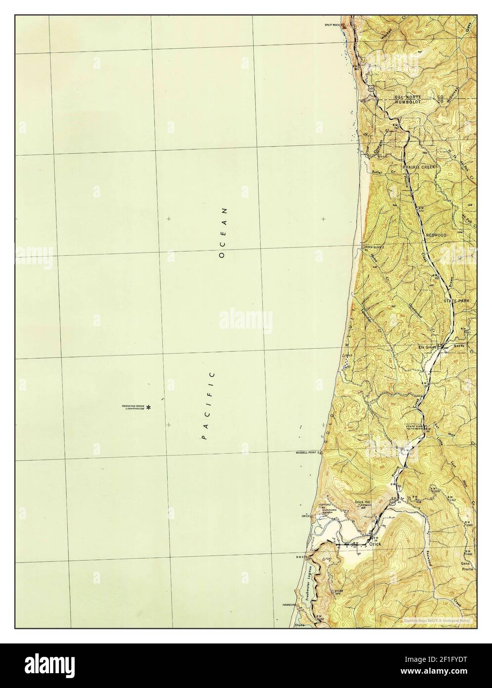 Orick, California, map 1945, 1:62500, United States of America by ...