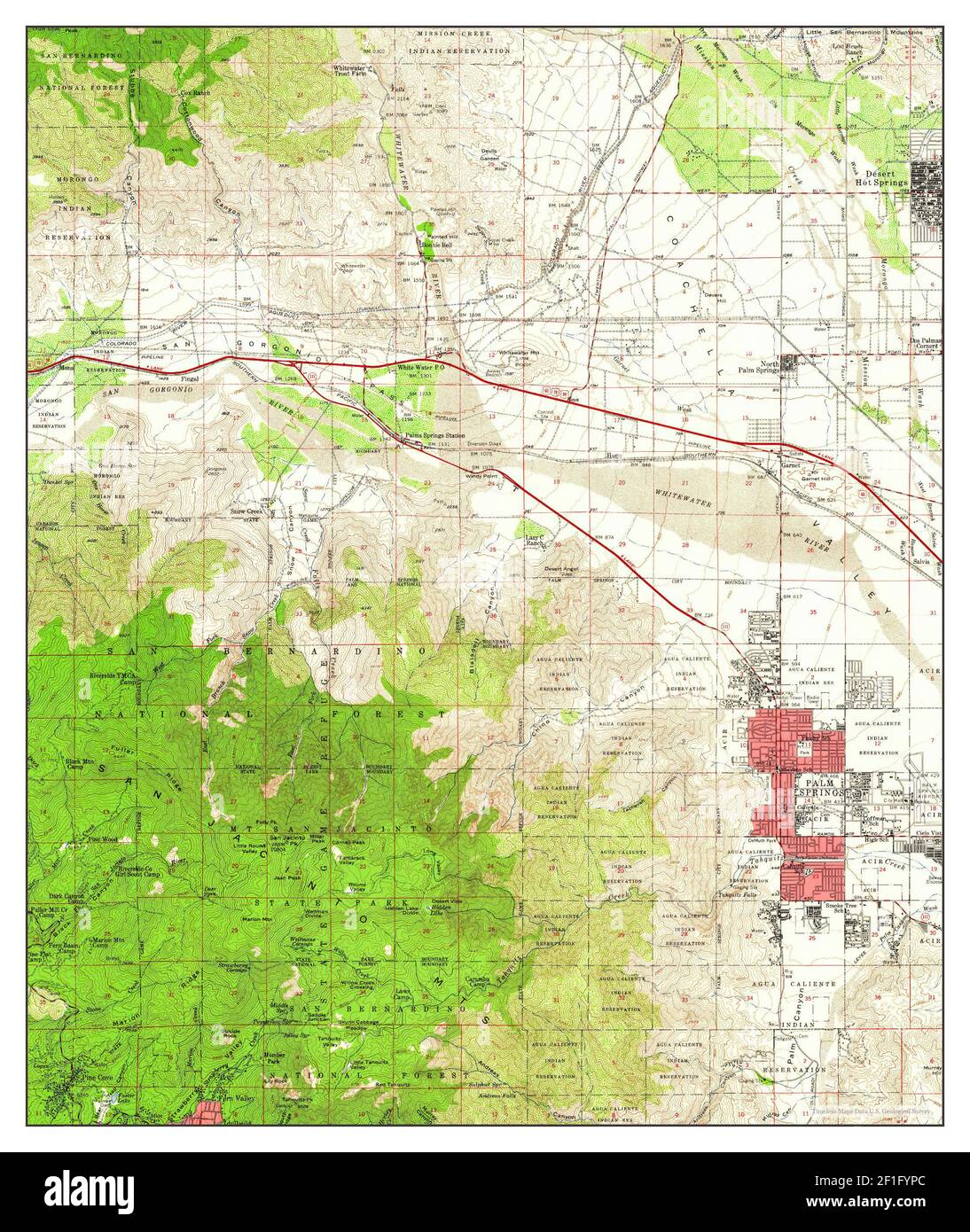Palm Springs, California, map 1957, 1:62500, United States of America ...