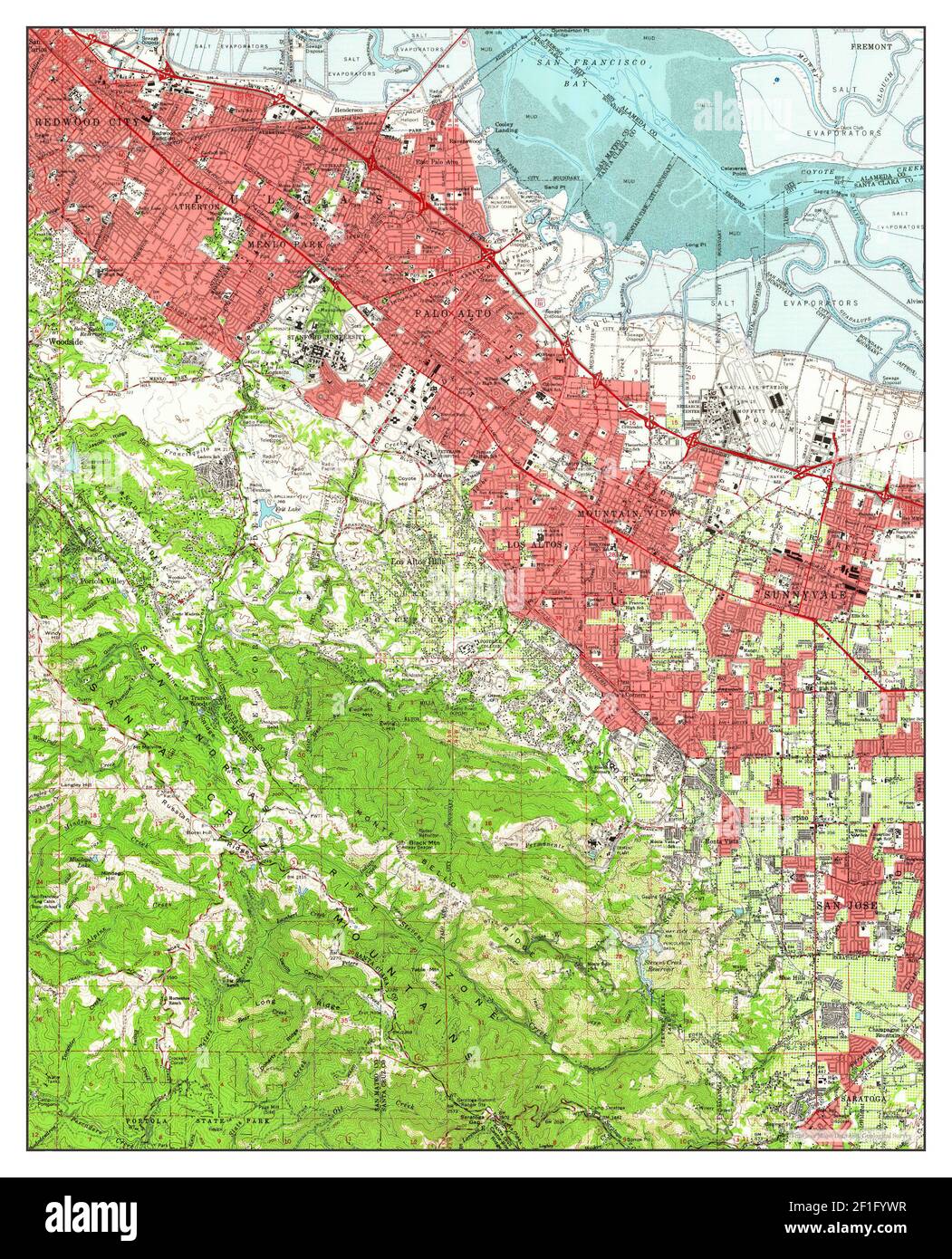 Palo Alto, California, map 1961, 1:62500, United States of America by ...