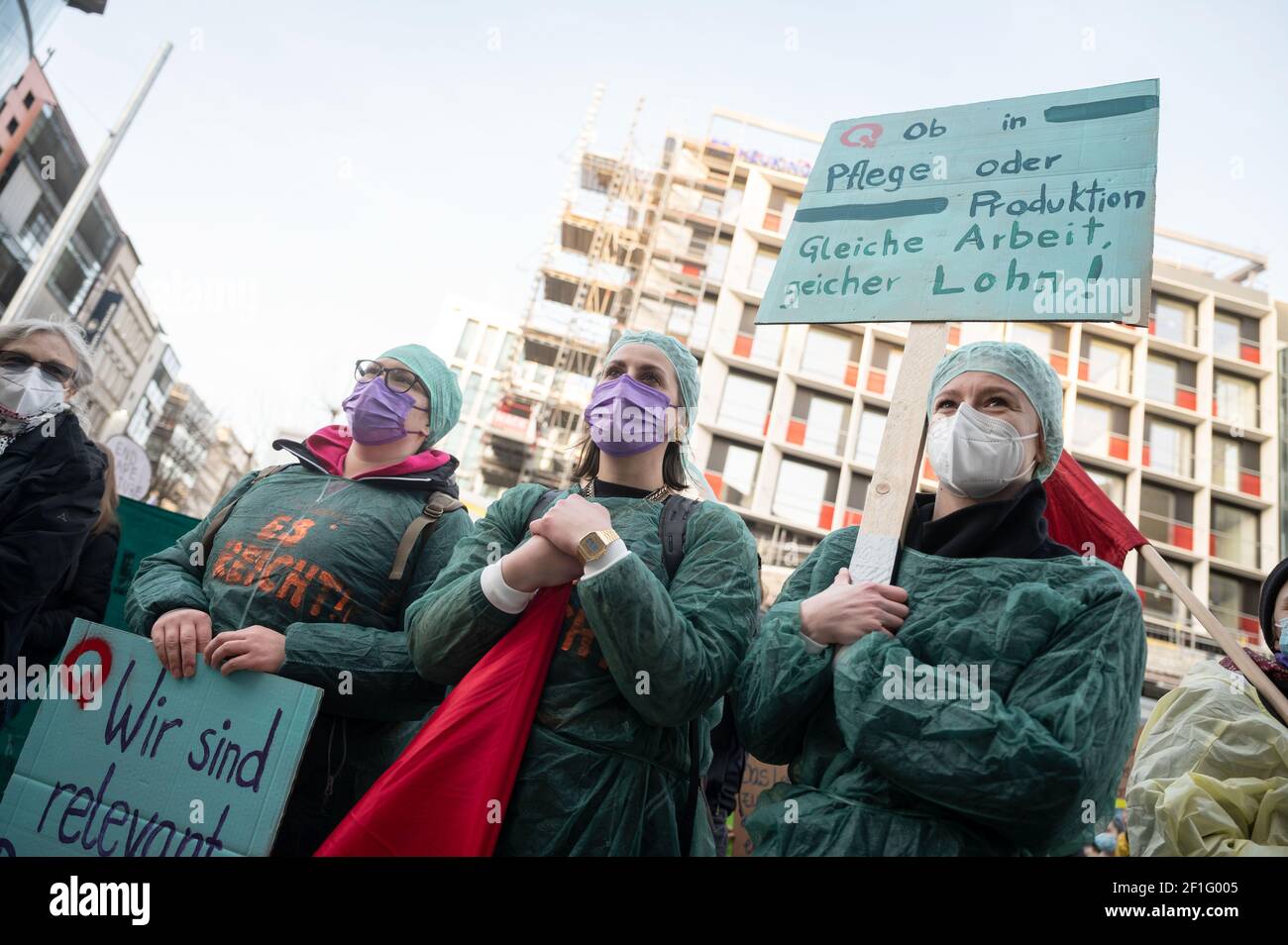 Stuttgart, Germany. 08th Mar, 2021. Nurses taking part in a ...