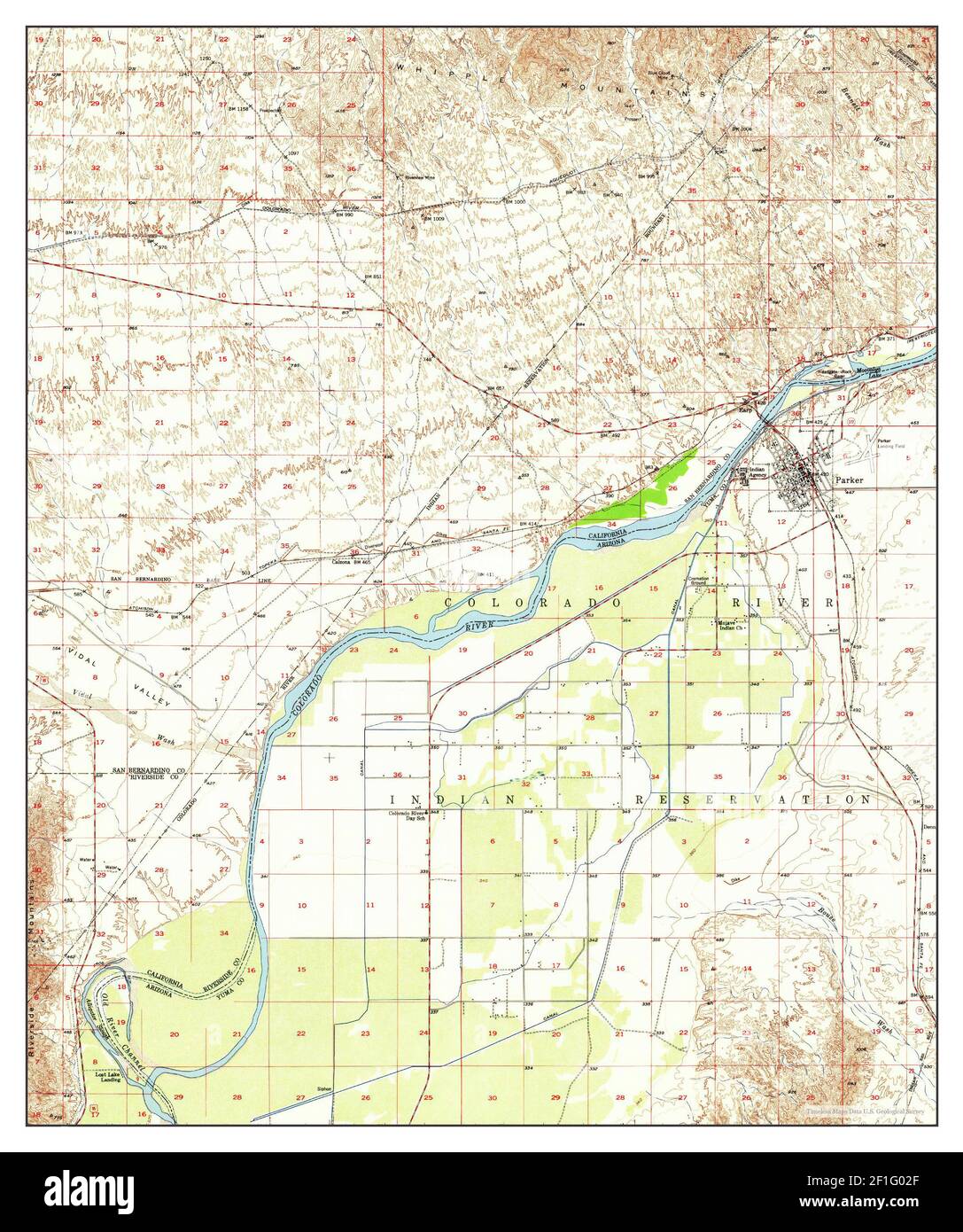 Parker, California, map 1949, 1:62500, United States of America by ...
