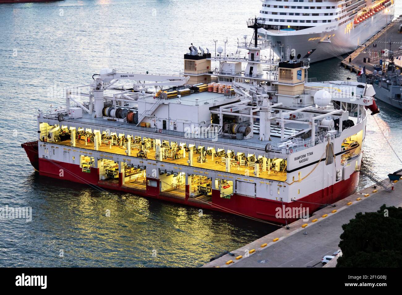 PGS Ramform Titan special powerful seismic ship. Marine seismic vessel ...