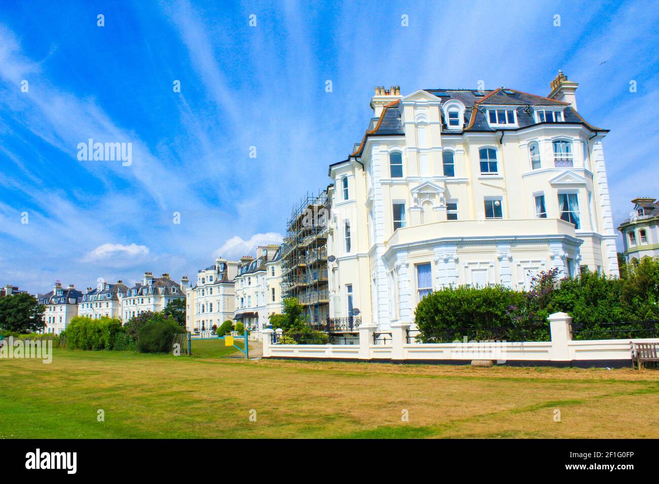 Beautiful white mansions at Clifton Cres street in Folkestone town,Kent ...
