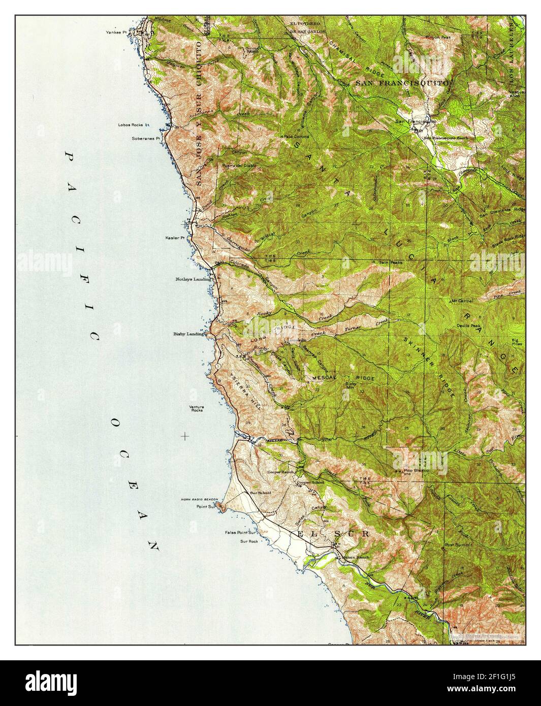 Point Sur, California, map 1947, 1:62500, United States of America by ...