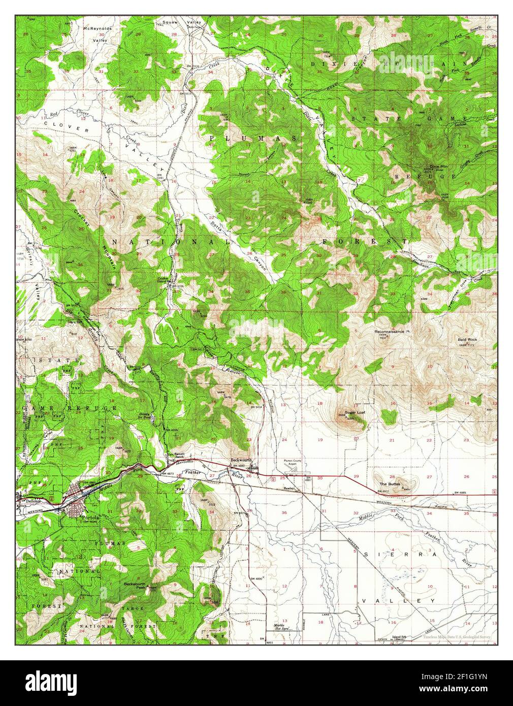 Portola, California, map 1950, 1:62500, United States of America by ...