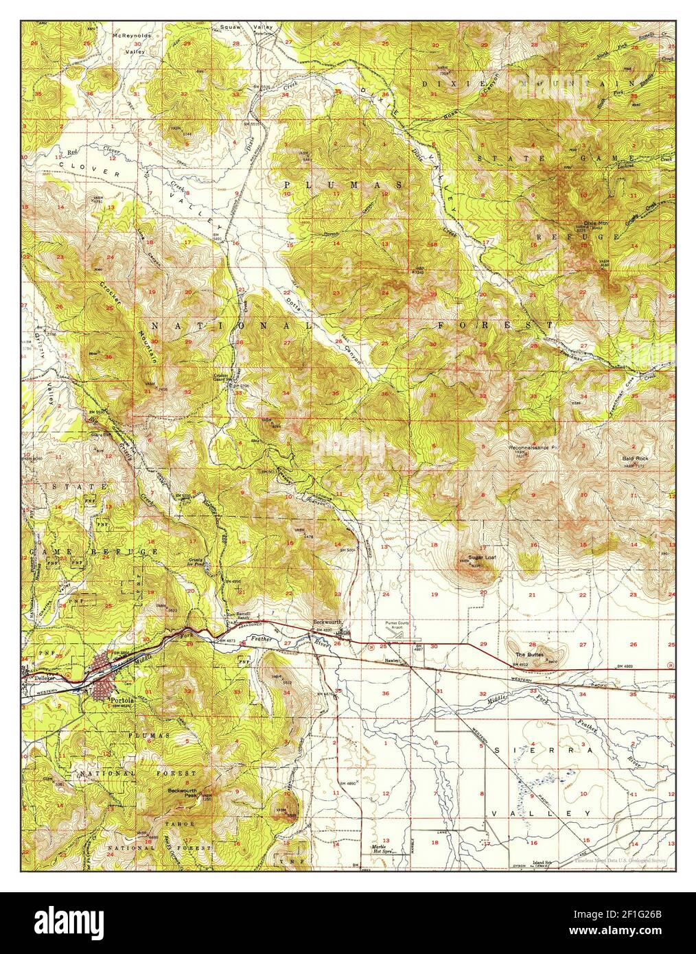 Portola, California, map 1950, 1:62500, United States of America by ...