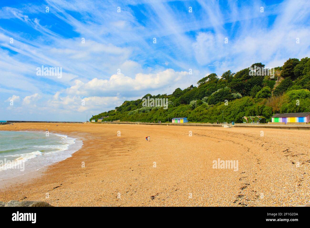 Folkestone promenade and pebble beach on nice summer day against nice ...