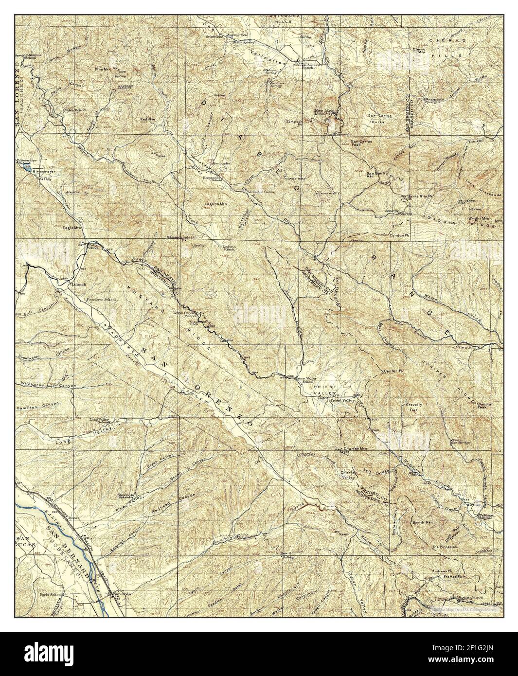 Priest Valley, California, map 1915, 1:125000, United States of America ...